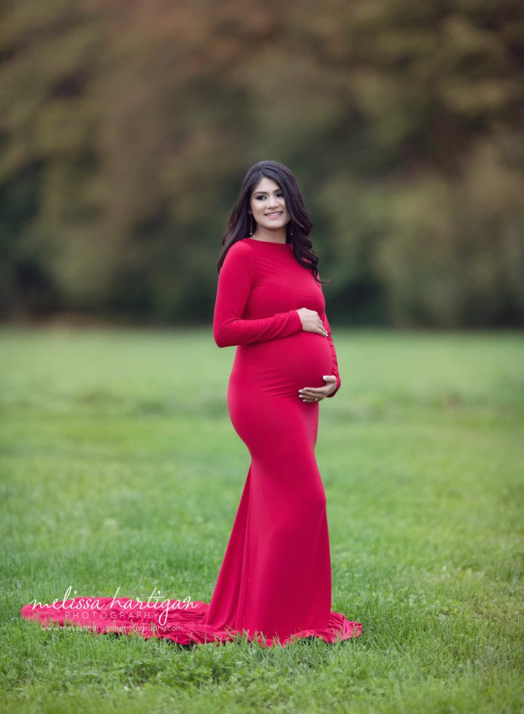 Beautiful Mama with the Red Dress – Stamford CT Maternity Photographer